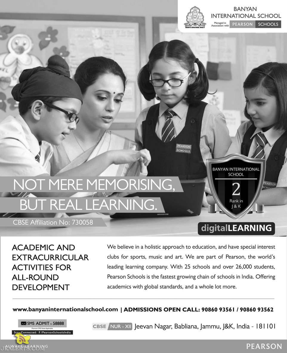 Admission open in Banyan International School Jammu | Govt Private Jobs ...