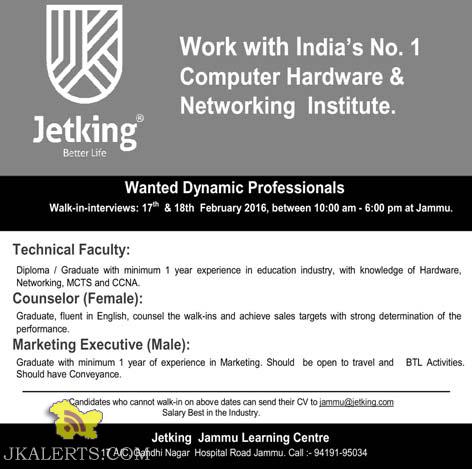 Jobs in Jetking Jammu Learning Centre | Govt Private Jobs updates Jammu ...