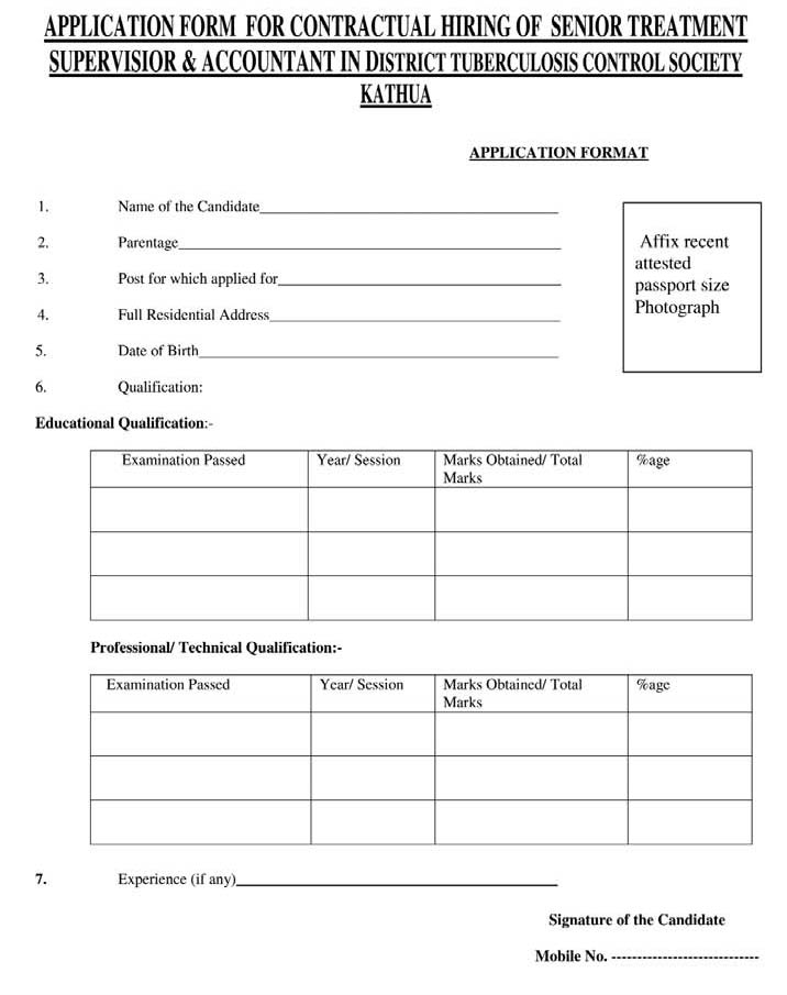 J&K District Tuberculosis Control Society Kathua Jobs Recruitment ...