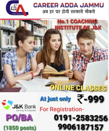 Career Adda Jammu start online classes for JK BANK (PO/BA). | Govt ...