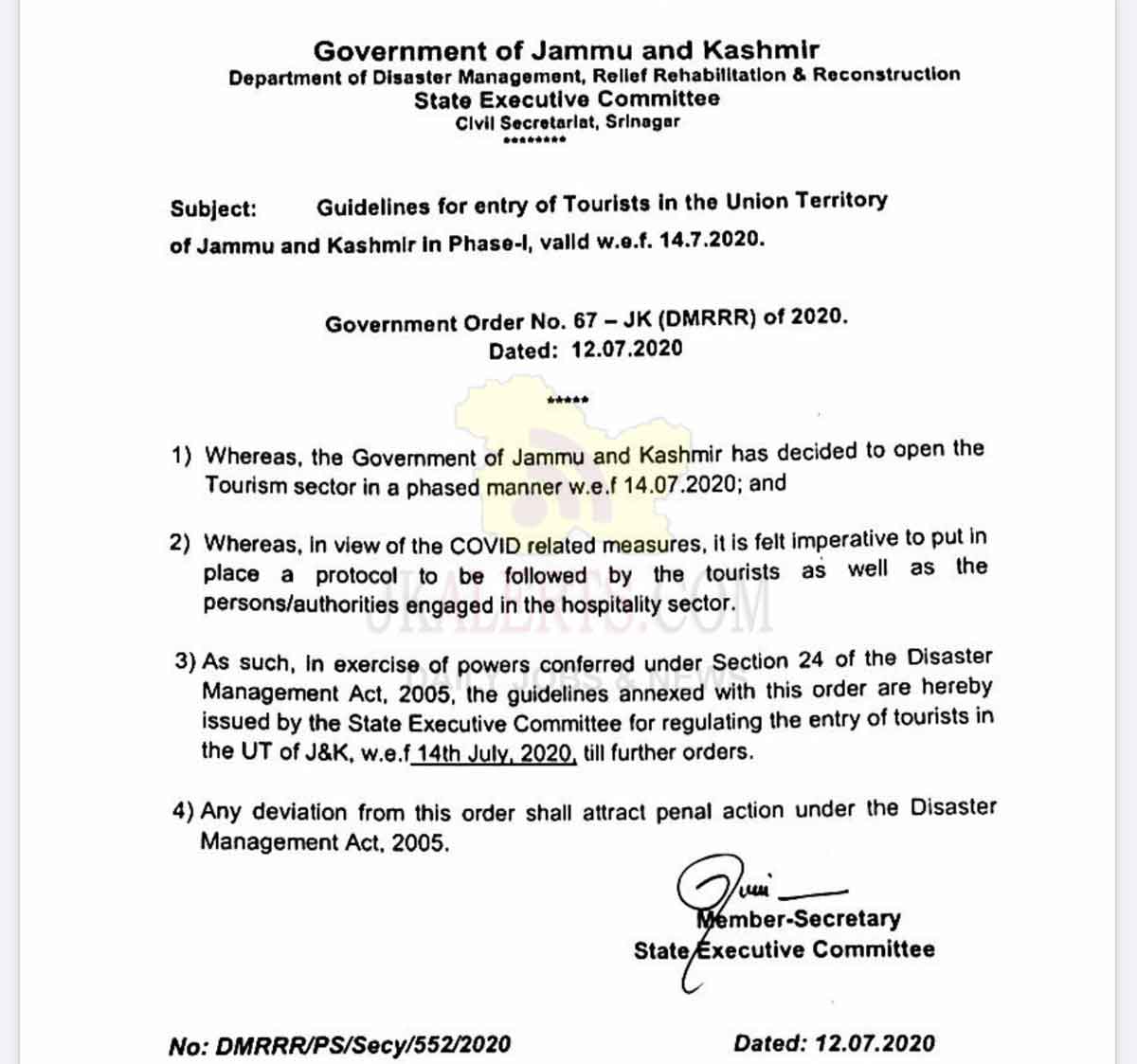 J&K Govt guidelines for tourists. | Govt Private Jobs updates Jammu ...