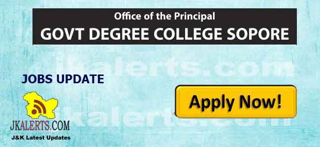 GDC Sopore Job Recruitment 2022 JRF Post. | JKAlerts