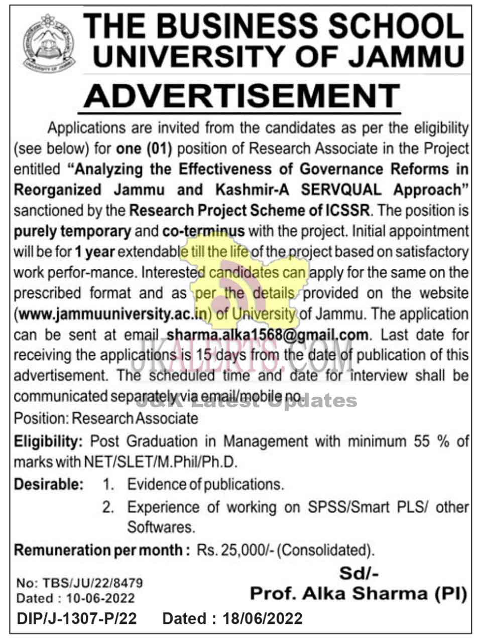 Business School University of Jammu Jobs Recruitment 2022 | Govt ...