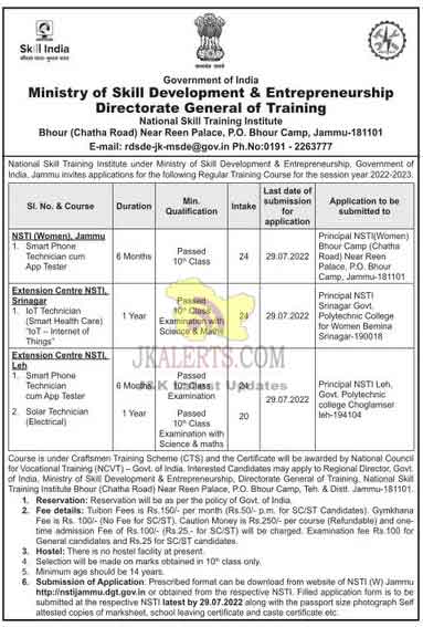 National Skill Training Institute offers Training Courses.