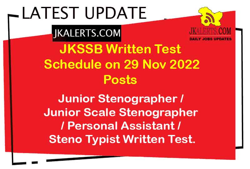 JKSSB Junior Stenographer written test schedule. | JKAlerts