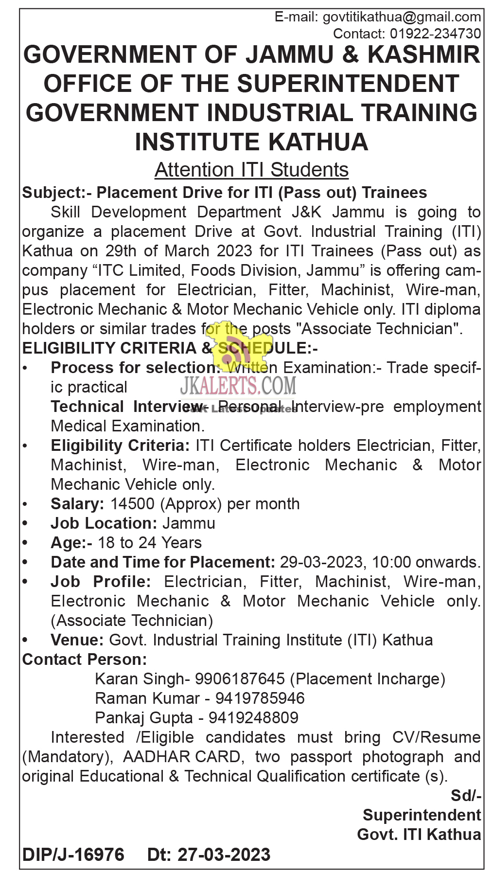 Govt Iti Certificate