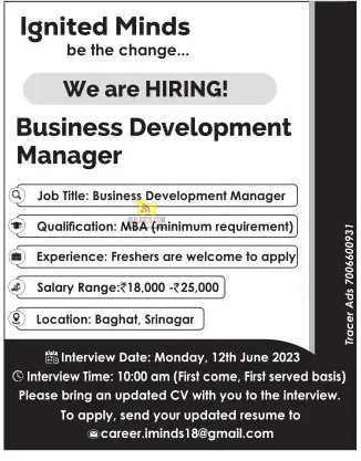 Business Development Manager Jobs. | Govt Private Jobs updates Jammu ...
