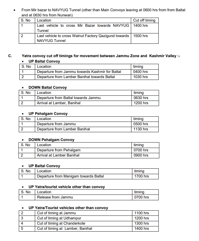 Revised Traffic Advisory for Shri Amarnath Ji Yatra 2023.