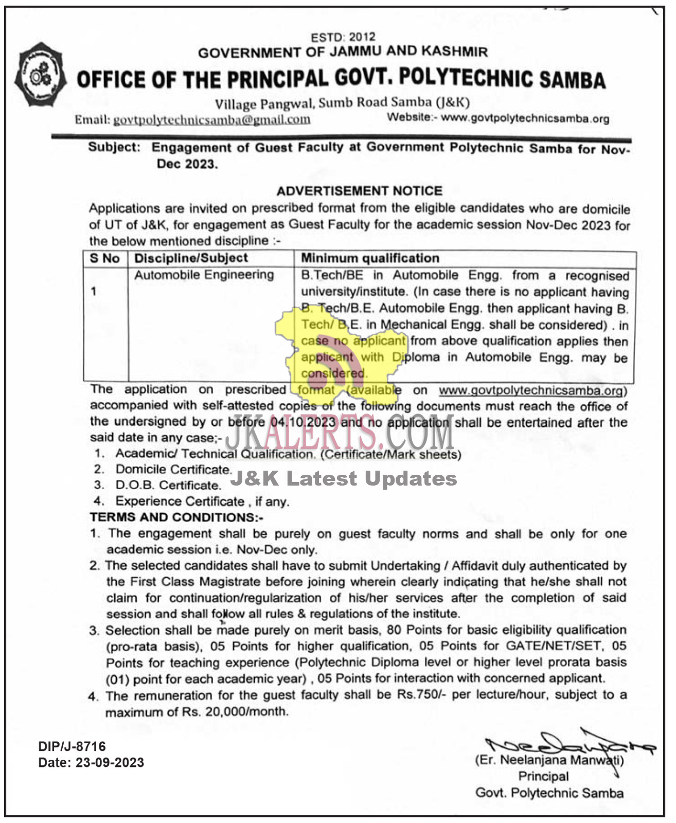 Govt. Polytechnic Samba Jobs 2023. | Govt Private Jobs updates Jammu ...