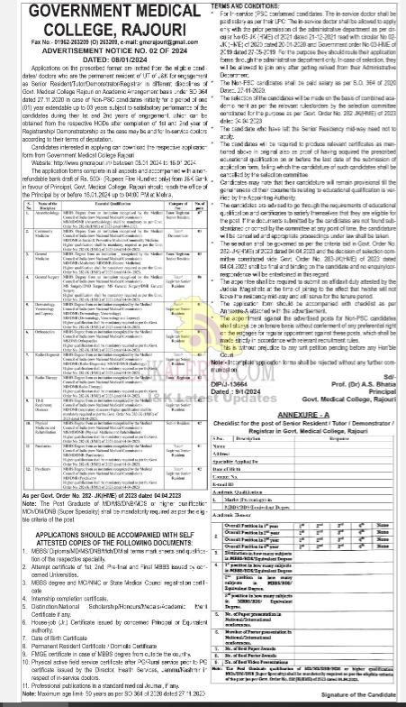 GMC Rajouri Recruitment 2024. | Govt Private Jobs updates Jammu ...