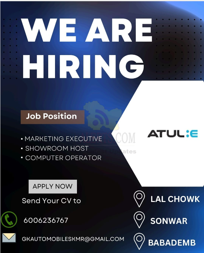 Marketing executive, Showroom host and Computer operator