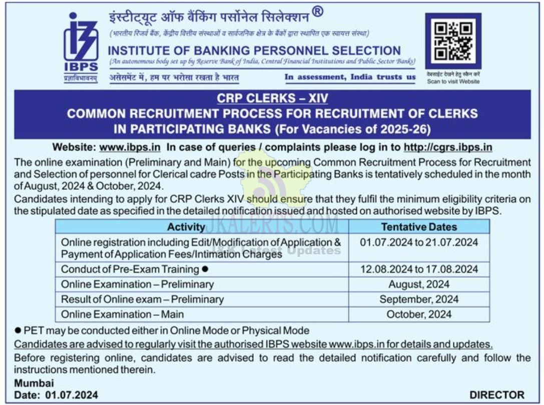 IBPS Clerk Jobs Recruitment 2024 | Govt Private Jobs updates Jammu ...