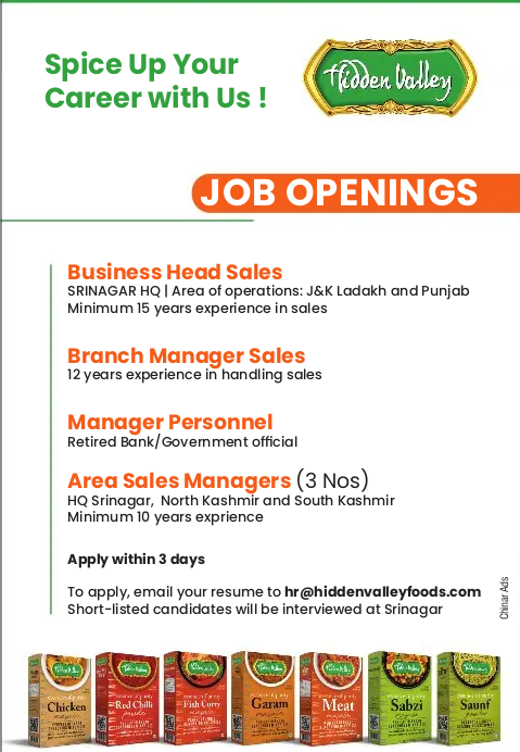 Business Head Sales, Branch Manager Sales, ASM Jobs | JKAlerts