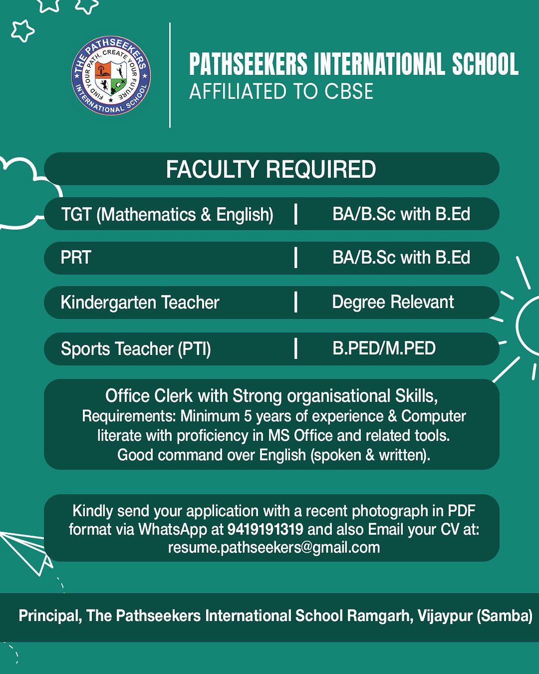 Pathseekers International School Jobs. | Govt Private Jobs updates ...