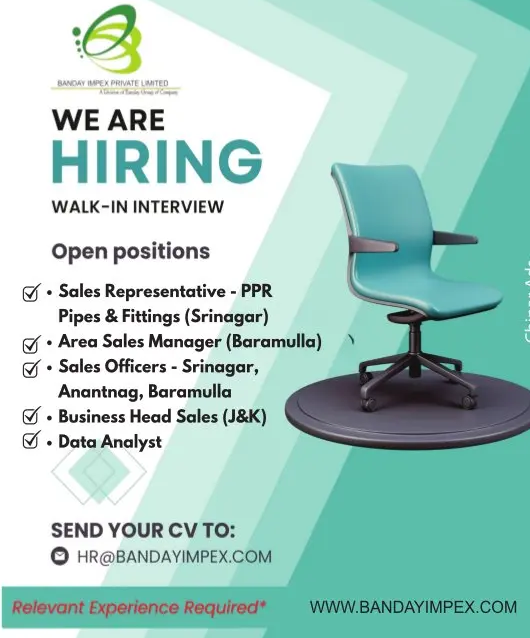 Various jobs in Banday Impex. | jkalerts jkupdates